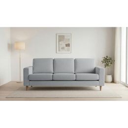 OTTO home 3-Sitzer &raquo;Tvinno&laquo; im skandinavischen Stil, mit Massivholzf&uuml;&szlig;en, Breite 217 cm grau 100% polyester B/H/T: 217cm x 87cm x 86cm, Webstoff fein
