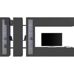 Home Affaire Wohnwand &raquo;Maruska&laquo; 1 Stk. tlg. grau Holzwerkstoff B/H/T: 340cmcm x 180cmcm x 30cmcm