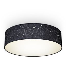 B.K.LICHT Deckenleuchte E27 1 Stk. Textil-Sternenhimmel, Schwarz, 2-flammig E27, Stoffdeckenleuchte rund schwarz 1, &Oslash; 38cm H: 10cm, 1 Stk.