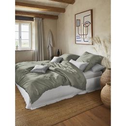 Irisette Bettw&auml;sche &raquo;Premium Satin Bettw&auml;sche Paris&laquo; 3 hochwertige Uni Premium Bettw&auml;sche mit Rei&szlig;verschluss, 100% Baumwolle gr&uuml;n Mako-Satin, Obermaterial: 100