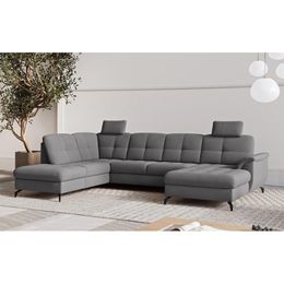 Sit & More sit&more Wohnlandschaft &raquo;Zora&laquo; wahlweise mit Schlaffunktion und Bettkasten grau 90% Polyester 10% Polyamid B/H/T: 319cm x 92cm x 212cm, Struktur weich