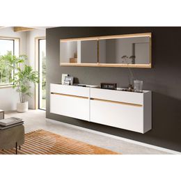 Home Affaire Garderoben-Set &raquo;EVRID, 4-teilig, Breite 220 cm, inkl. Beleuchtung&laquo; best. aus: 2x Kommode und 2x Spiegel, 4 Stk. tlg. wei&szlig; Holzwerkstoff B