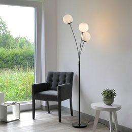 OTTO home Stehlampe &raquo;Nellin&laquo; E14 Stehleuchte mit gro&szlig;en Glaskugeln amberfarben oder opal matt wei&szlig; schwarz 3, &Oslash; 16cm H: 185cm