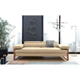 W.Schillig 2,5-Sitzer &raquo;finn&laquo; German Design Award 2016, Fu&szlig;gestell Nussbaum natur, Breite 230 cm beige Flachgewebe S22 (100% Polyester);Stoff S37 (100%