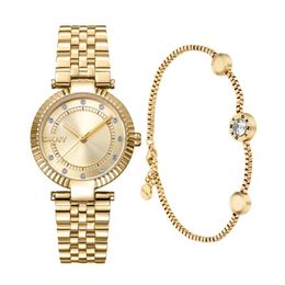DKNY Damen DKNY Quarzuhr &raquo;Essential Glitz Watch Set&laquo; Armbanduhr, Damenuhr, Edelstahlarmband, Ideal auch als Geschenk gold Einheitsgr&ouml;&szlig;e