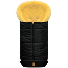 Heitmann Felle Fu&szlig;sack &raquo;Eisb&auml;rchen - Lammfell Winterfu&szlig;sack - Premium Qualit&auml;t&laquo; mit echtem Lammfell, f&uuml;r Kinderwagen & Buggy, 6 Gurtschlitze, waschbar schwarz 
