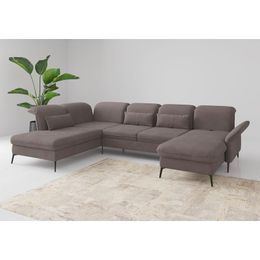 Sit & More sit&more Wohnlandschaft &raquo;Emely, inkl. Sitztiefenverstellung&laquo; wahlweise mit Schlaffunktion,Bettkasten,Kopf- & Armteilverstellung grau 90% Polyester, 10