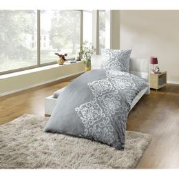 Kinzler Bettw&auml;sche &raquo;Bettw&auml;sche Polycotton Flanell Bettw&auml;sche&laquo; 2 Stk. besonders weich grau Polycotton, Obermaterial: 65% Baumwolle, 35% Polyester B/L: 