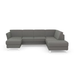 Sit & More sit&more Wohnlandschaft &raquo;Visby U-Form&laquo; Wahlweise mit Schlaffunktion und Stauraum, frei im Raum stellbar grau B/H/T: 303cm x 87cm x 213cm, Struktur 