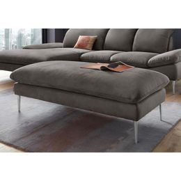W.Schillig Hocker &raquo;enjoy&MORE&laquo; F&uuml;&szlig;e Chrom gl&auml;nzend, Breite 151 cm grau Chenille-Flachgewebe R66 (85% Polyester, 15% Nylon);Longlife Xtra-Leder Z59: 