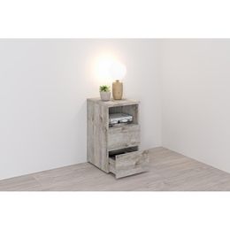 FMD Nachtkonsole &raquo;Suva&laquo; Nachttisch m. 2 Schubk&auml;sten und offenem Fach braun Holzwerkstoff B/H/T: 35cm x 60cm x 40cm
