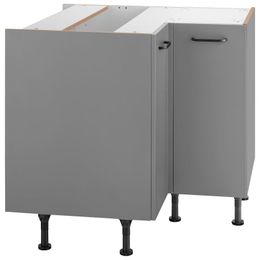 Optifit Eckunterschrank &raquo;Elga&laquo; mit Soft-Close-Funktion, h&ouml;henverstellbaren F&uuml;&szlig;e, Breite 90x90 cm grau Holzwerkstoff basaltgrau, B/H/T: 90cm x 87cm x 