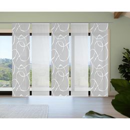 Vision S Schiebegardine &raquo;OPHELIA&laquo; Paneelwagen 5 Stk. tlg. Schiebevorhang,Bambusoptik,Digitaldruck,SET grau Polyester 260cm, Paneelwagen, 60cm