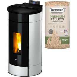 FreePoint Pelletofen &raquo;Globe airtight&laquo; 352 W, 230 V silber Mit automatischer, stufenloser Regelung und WI-FI ready (optionales KIT)