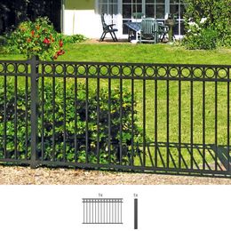 Alberts Metallzaun &raquo;Anbauset Circle&laquo; H&ouml;he: 100 und 120 cm, Breite: 200 cm, zum Einbetonieren grau Aluminium H/L: 100cm x 2m, Pfosten: 1 Stk.
