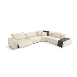 Egoitaliano Ecksofa &raquo;Beverly, extravangantes Designsofa mit erstklassigem Sitzkomfort&laquo; wahlweise mit elektrischer Relaxfunktion, Kopfteilverstellung beige Leder &raquo;