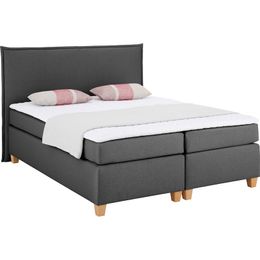 Home Affaire Boxspringbett &raquo;Houssay&laquo; inkl. Topper, 5 Breiten, 2 H&auml;rtegraden auch in &Uuml;berl&auml;nge 220 cm grau Struktur fein (100% Polyester) Struktur fein