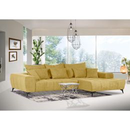 GUTMANN FACTORY Ecksofa gelb 95% Polyester 5% Nylon B/H/T: 300cm x 60cm x 205cm, Flachgewebe, Ottomane rechts