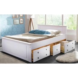 OTTO home Massivholzbett &raquo;Hugo, FSC zertifiziert, Landhausstil, zeitlos und edel&laquo; auch als Super Sparset inklusive Schubk&auml;sten, Stauraumbett, extra 