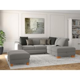 Sit & More sit&more Ecksofa &raquo;Dundee L-Form&laquo; mit Federkern und Massivholzf&uuml;&szlig;en, wahlweise mit Kopfteilverstellung grau B/H/T: 263cm x 86cm x 219cm, Struktur, 