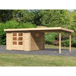 Karibu Gartenhaus &raquo;Trittau 3&laquo; mit Anbaudach und Fenster beige Holzwerkstoff ohne Fu&szlig;boden, ohne Dacheindeckung