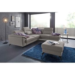 Sit & More sit&more Ecksofa &raquo;Percy L-Form&laquo; 12 cm Fu&szlig;h&ouml;he, Sitztiefenverstellung, wahlweise in 2 Fu&szlig;farben grau B/H/T: 270cm x 235cm, Feinstruktur, Ottomane 
