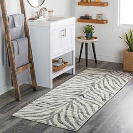 Teppich &raquo;LUANDA&laquo; rechteckig 11 mm H&ouml;he Skandinavischer Teppich, Boho Wohnzimmerteppich/L&auml;ufer im Zebra Muster grau Kunstfaser B : 80cm 1 Stk., 11mm, L