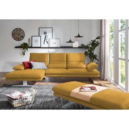 W.Schillig Ecksofa &raquo;broadway, Designsofa mit tollem Sitzkomfort, L-Form&laquo; Sitztiefenverstellung, Kopfteil- & Seitenteilverstellung, Breite 291cm gelb 
