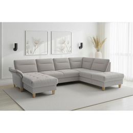 Sit & More sit&more Wohnlandschaft &raquo;Pamela U-Form, B: 292 cm, optional Schlaffunktion & Armteilverstellung&laquo; mit Federkern und Liegefl&auml;che aus Originalstoff grau 