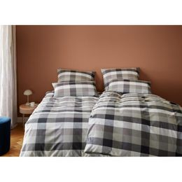 Elegante Bettw&auml;sche &raquo;Hamilton&laquo; 2 Stk. angenehmes Hautgef&uuml;hl grau Flanell, Obermaterial: 100% Baumwolle B/L: 135cm x 200cm, 1 Stk., 1 Stk., Flanell, B/L: 80cm x