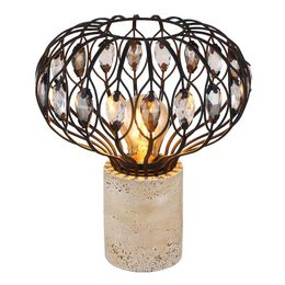 Globo LIGHTING Tischleuchte &raquo;DORTHY&laquo; E27 1 Stk. Betonoptik Tischleuchte mit rauchfarbenen Kristallen 1, &Oslash; 25cm H: 28,2cm, 1 Stk.