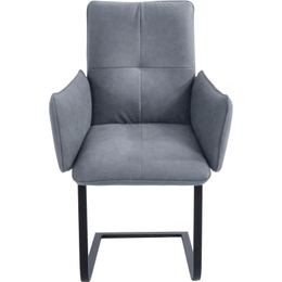 K+w Komfort & Wohnen K+W Komfort & Wohnen Freischwinger () Freischwinger, Gestell in Metall schwarz, Steppung im Sitz und R&uuml;cken blau B/H/T: 61cm x 95cm x 60cm, Microfaser