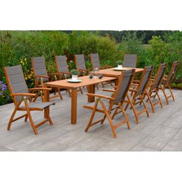 Merxx Garten-Essgruppe &raquo;Acapulco&laquo; 11 Stk. tlg. beige Massivholz, Polyester Polyester