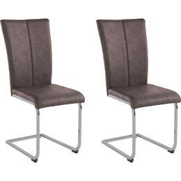 Home Affaire Freischwinger &raquo;Nils&laquo; (Set) 2 Stk.Stuhl belastbar bis 120 Kg, Gestell Metall im Chrom-Look oder Schwarz braun Holzwerkstoff, Metall, 