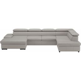Sit & More sit&more Wohnlandschaft &raquo;Alcudia U-Form&laquo; wahlweise mit Schlaffunktion grau B/H/T: 349cm x 73cm x 226cm, NaturLEDER , Ottomane rechts,mit 