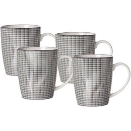 Ritzenhoff & Breker Becher &raquo;Takeo Stripes&laquo; Kaffeebecher, je 350 ml grau Porzellan &Oslash; 8cm x 10cm, 350ml, 4
