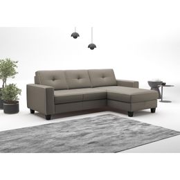 OTTO home Ecksofa &raquo;Varese&laquo; wahlweise mit Schlaffunktion und Bettkasten braun B/H/T: 239cm x 91cm x 164cm, NaturLEDER Stoff, Recamiere rechts,mit 