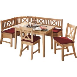 massivline&more Eckbankgruppe &raquo;Bodensee&laquo; Set, 8 Stk. tlg. braun Holz teilmassiv B/H/T: 137,18cm x 87cm x 52cm, Einlegeplatte
