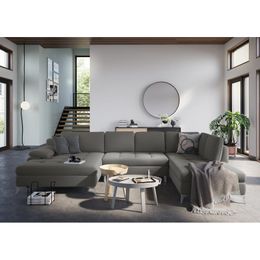 Sit & More sit&more Wohnlandschaft &raquo;Latigo U-Form&laquo; mit Mega-Recamiere, wahlweise mit Schlaffunktion und Bettkasten braun B/H/T: 346cm x 201cm, Luxus-Microfaser,