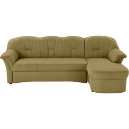 DOMO collection Ecksofa &raquo;Papenburg, zeitlose R&uuml;ckensteppung, elegante Formensprache, L-Form&laquo; in gro&szlig;er Farbvielfalt, wahlweise mit Bettfunktion gr&uuml;n 