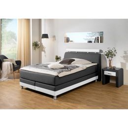 Home Affaire Boxspringbett &raquo;Rocklin&laquo; in H2, H3 oder H4 erh&auml;ltlich schwarz Kunstleder Struktur (100% Polyester), Liegefl&auml;che B/L: 140cm x 200cm, 