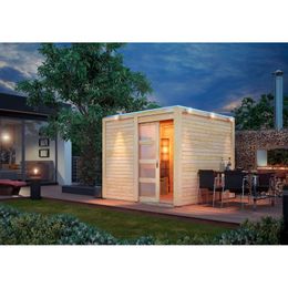 Karibu Gartenhaus &raquo;Quellsee 1&laquo; naturbelassen oder terragrau beige Holzwerkstoff ohne Fu&szlig;boden