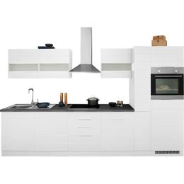 KOCHSTATION K&uuml;chenzeile &raquo;KS-Luhe&laquo; 330 cm breit, wahlweise mit oder ohne E-Ger&auml;ten, gefr&auml;ste MDF-Fronten wei&szlig; B/H/T: 330cm x 60cm, inkl. E-Ger&auml;te (