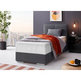 COTTA Boxbett &raquo;Tom mit Bettkasten, Topper und Zierkissen&laquo; Bestseller, Unser Dauertiefpreis grau Polyester Stoff Karo Polyester Komfortschaumtoppper 