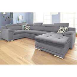 Quelle mit Kopfteilverstellung, wahlweise mit Schlaffunktion grau Kunstleder SOFTLUX ;Luxus-Microfaser ALTARA NUBUCK (100% Polyester);Struktur ( 100% 