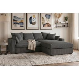 OTTO home Ecksofa &raquo;Cosy Lounge L-Form, Breite 268 cm&laquo; Mega-Sofa mit Cordstoff bezogen, mit Federkern & 5 Zierkissen 100% Polyester B/H/T: 268cm x 