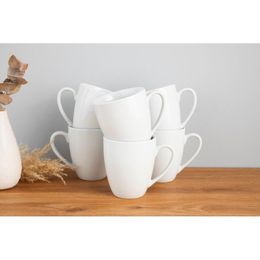 OTTO home Becher &raquo;Alff&laquo; Kaffeebecher, Geschirr-Set, harmonische, trendige Coupeform, 6-teilig wei&szlig; Porzellan 10,5cm, 300ml, 6