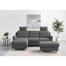 Sit & More sit&more Ecksofa &raquo;Far&ouml; L-Form&laquo; inklusive Federkern, wahlweise mit Schlaffunktion und Bettkasten grau B/H/T: 234cm x 90cm x 168cm, Luxus-Microfaser 