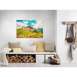 A.S. Cr&eacute;ation Leinwandbild &raquo;dolomiti&laquo; Berge Kunst 1 Stk. tlg. Keilrahmen Bild Landschaft Berge Leinwand-Bild Wohnzimmer modern Wand bunt Holz, Stahl B/H/T: 90cm x 