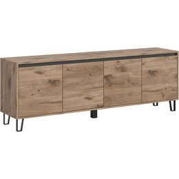 Home Affaire Lowboard &raquo;BALTIC, Breite 184cm, grifflose Fronten, Metall-F&uuml;&szlig;e,4 T&uuml;ren, 4 F&auml;cher&laquo; TV-M&ouml;bel, TV-Schrank, TV-Lowboard, Mediaboard braun 